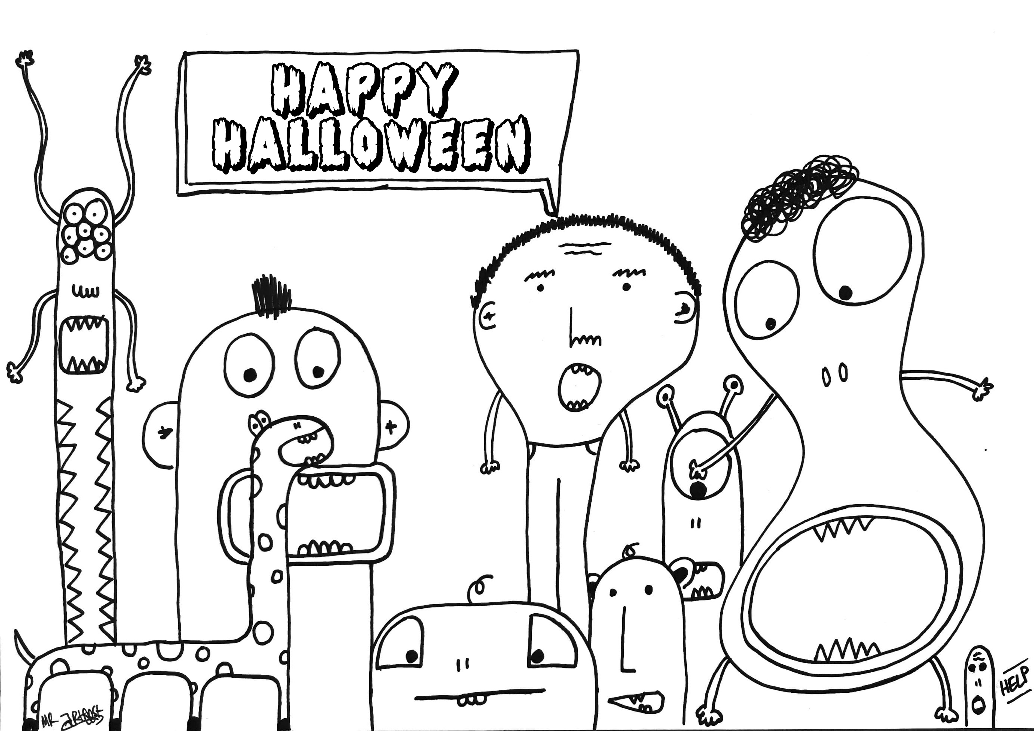 Free Downloadable: Halloween Monster Colour In Sheets – Mr Arteest